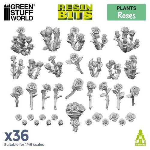 3D printed set - Roses - Basing Scenery for Miniature Bases flowers & vegetation | eBay