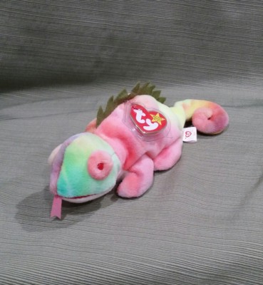 Ty Beanie Baby Iggy the Ty-Dye w/a Tongue Iguana * Fabric Mixed up w ...