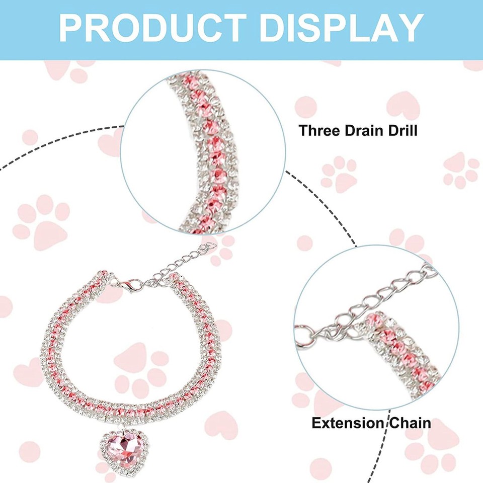 Cute Luxury Pet Collar Crystal Pendant Rhinestone Dog Cat Collar ...