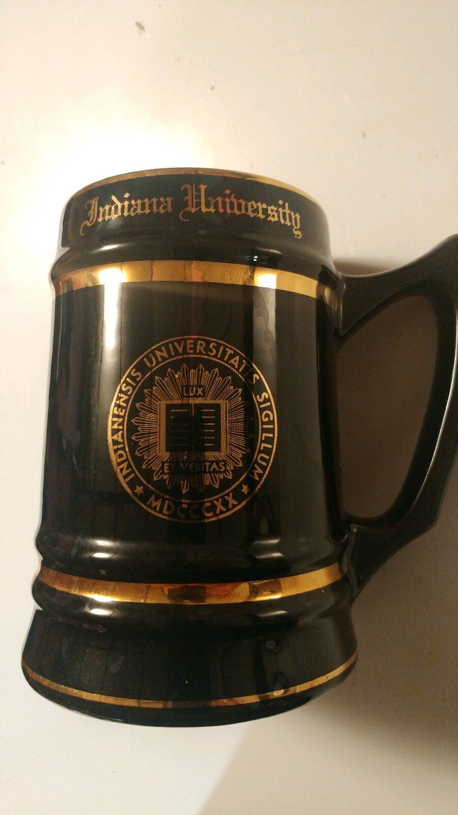 IU STEIN MUG Indiana University SIGILLUM Mdcccxx Lux Et Veritas Heavy ...