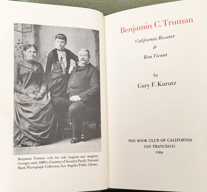 Benjamin C Truman California Booster & Bon Vivant Book Club of ...