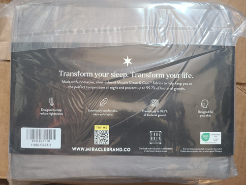 NEW Miracle Made Cotton Bed Sheets NASA Cooling Queen Stone Gray Sheet ...