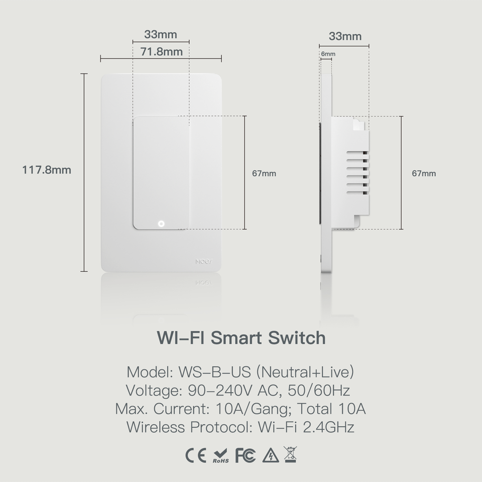 MOES WiFi 1/2/3/4 Gang Smart Light Switch Alexa Google APP Remote ...