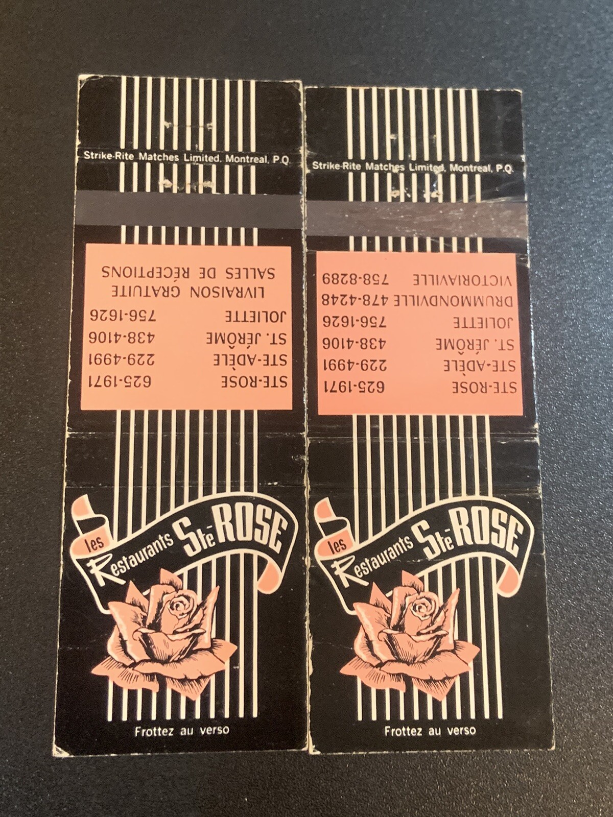 Vintage Canada Matchbook Lot: “Les Restaurants Ste-Rose” | eBay