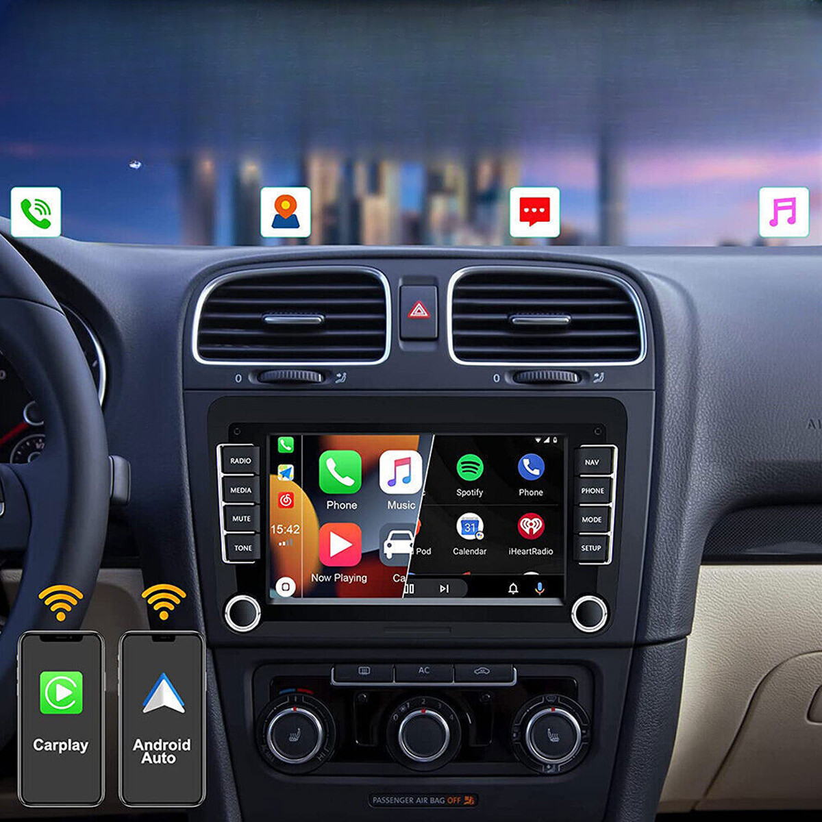 7" Apple Carplay Car Stereo Radio Android 13 GPS+ Head Unit For VW GOLF ...