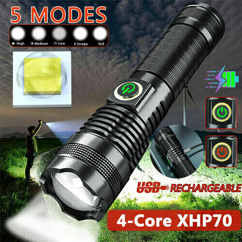 XHP70 Ultra Powerful Bright USB LED Flashlight Lumens Torch 1200000 ...