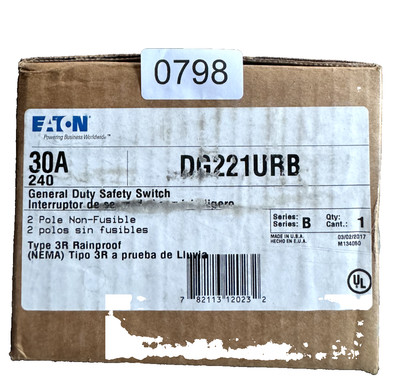 Eaton DG221URB General Duty Safety Switch 30 A 240 2 Pole Non-Fusible ...