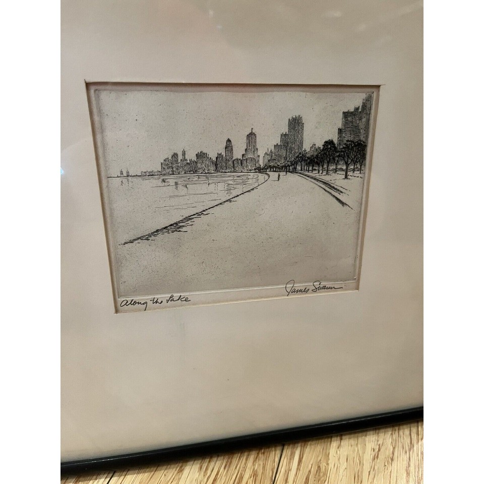James Swann Listed artist Original Drypoint etching “along The lake ...