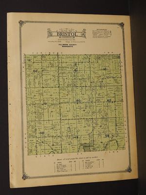 Minnesota Fillmore County Map 1915 Bristol Township W3#29 | eBay