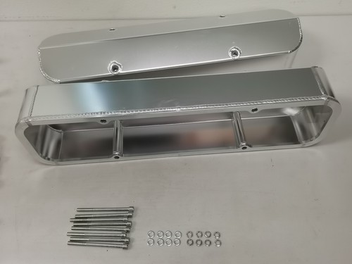 Aluminum Fabricated Tall Valve Covers 1/4" Billet Rail For Chevy SBC ...