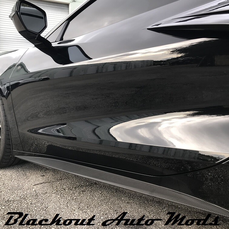 Carbon Fiber Rocker Panel Vinyl Overlay Decals For 2020-2025 C8 ...