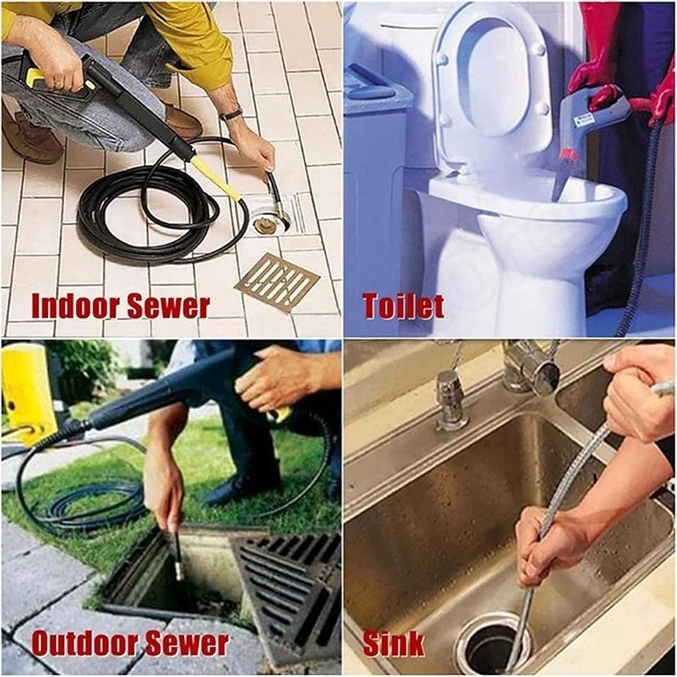 Sewer Cleaning Tool High-Pressure Nozzle, Toilet Auger, Clean Out Sewer ...