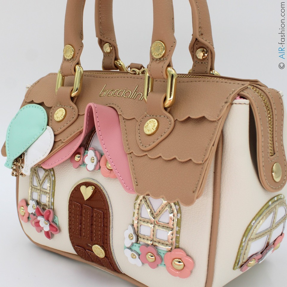 Braccialini creative designer leather House shaped bag purse handbag ...