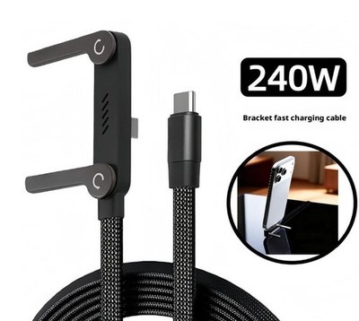 240W USB C Charger Cable,Braided Fast Charge Cable with Built-in Phone ...