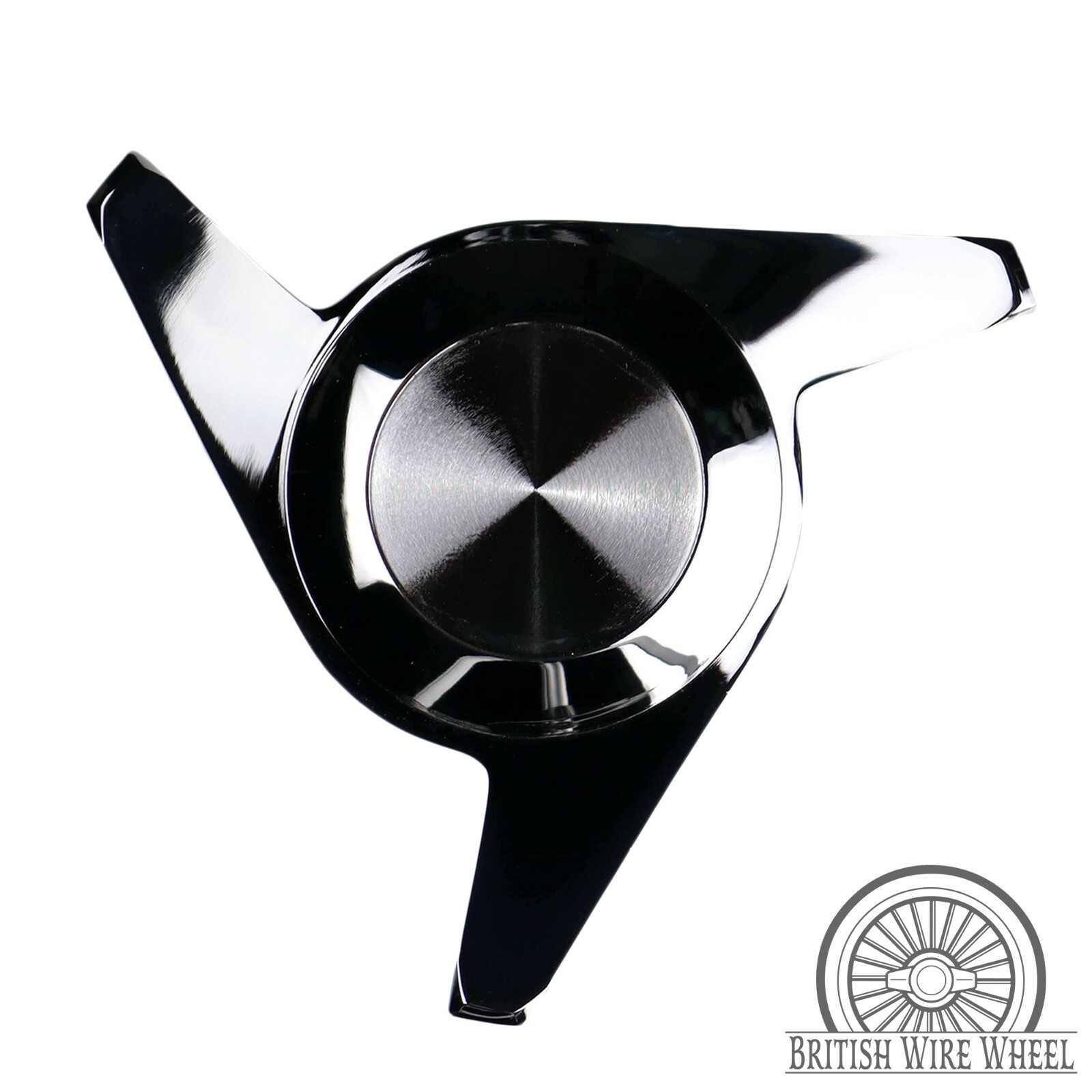 Cut 3 Bar Knock Off Spinner Caps for Lowrider Wire Wheels, Chrome, Set ...