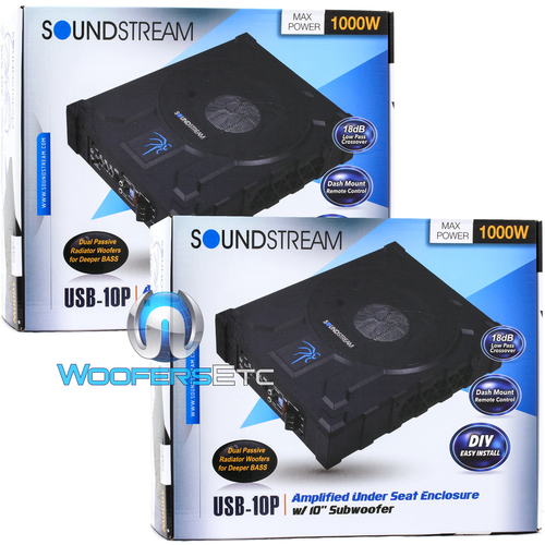 2 SOUNDSTREAM USB-10P 10" 1000W UNDER SEAT SUBWOOFER BASS SPEAKER ...