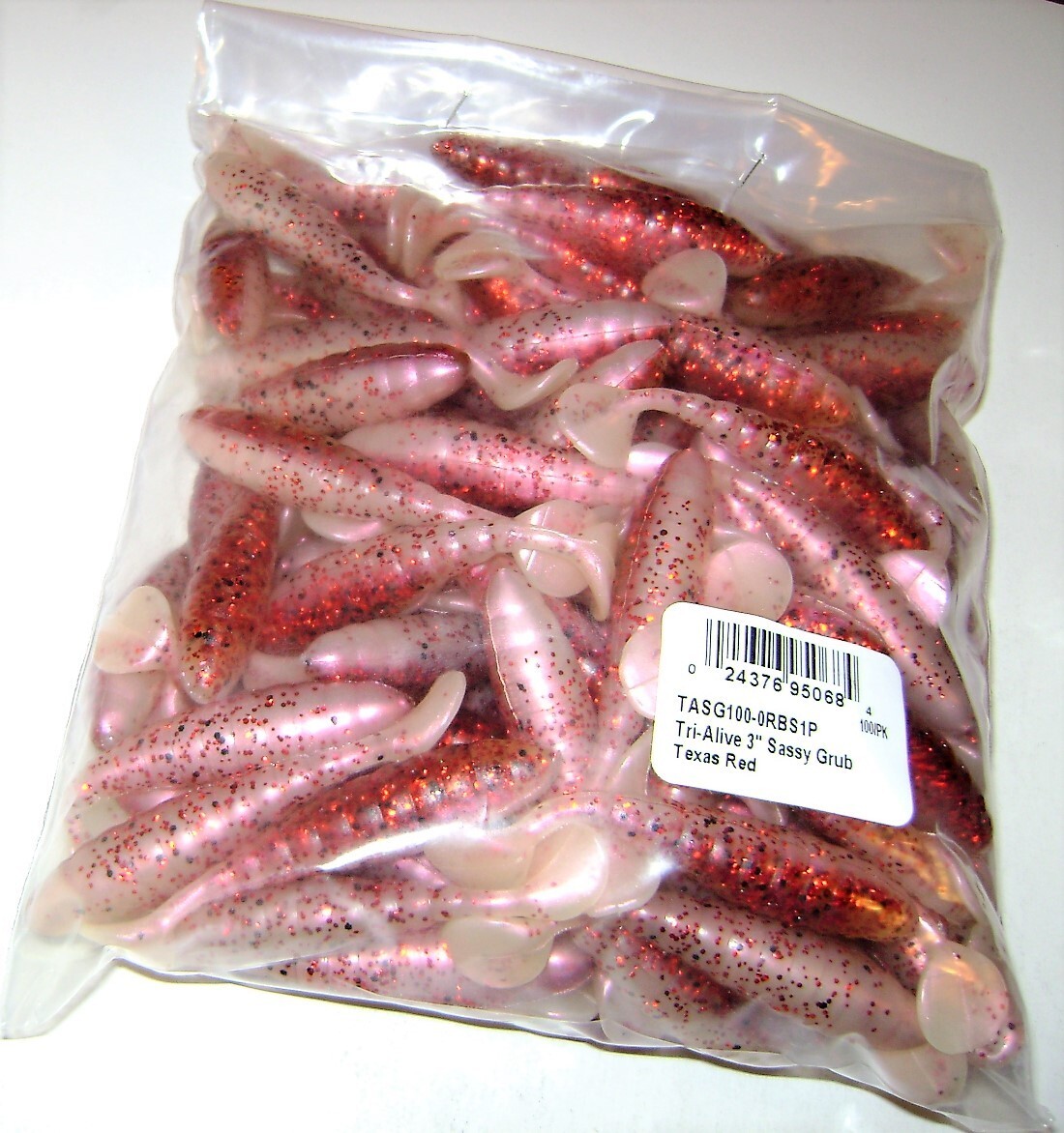 400 MISTER TWISTER 3" TRI-ALIVE SASSY GRUB LURES TEXAS RED POND ...