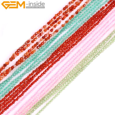 2mm Natural Tiny Small Gemstone Beads For Jewelry Making 15'' Faceted ...
