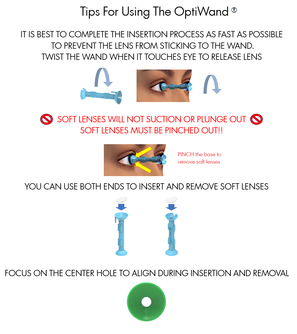 OptiWand 6 Pack Soft Contact Lens Insertion Removal Tool. Eye Lens ...