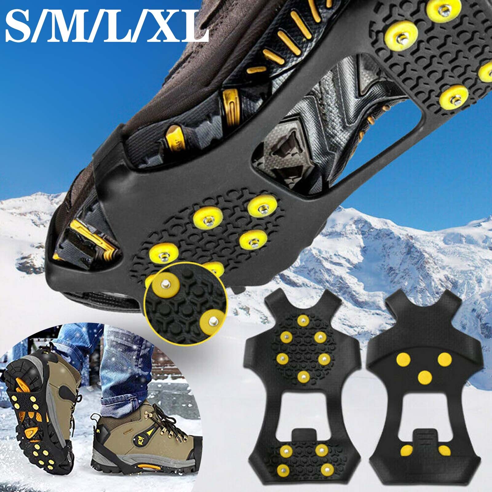 10-Stud Ice Cleats Crampons Snow Shoe Spikes- Grips Anti-Slip for Shoes ...