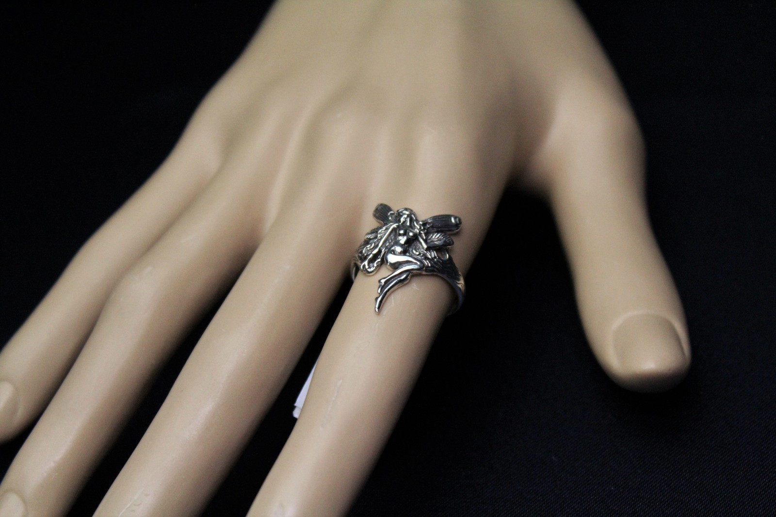 Sterling Silver Fairy Ring Lovely High Detailed Pixie Elf on Tree ...