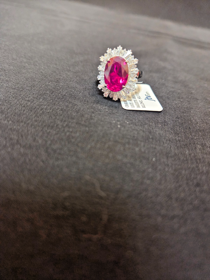 CHARLES WINSTON BELLA LUCE SIMULATED RUBY AND DIAMOND STERLING SILVER ...