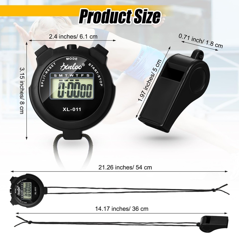 48 Pcs Digital Stopwatch Timer Plastic Whistle Bulk for Sports Coaches ...