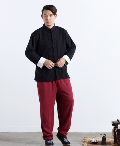 Chinese Men Traditional Tang Suit Coat Kung Fu Tai Chi Uniform Jacket ...