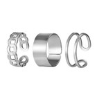Adjustable Open Finger Rings 3pcs Set Women Accessories Gift Silver ...