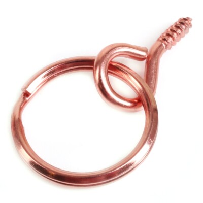 50x SCREW IN EYE HOOKS Copper Vine Picture Fixing Hanging Eyelets SPLIT ...