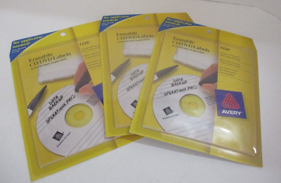 3 Packs Avery Erasable CD/DVD Labels Kit 10 Labels #7228 New sealed | eBay