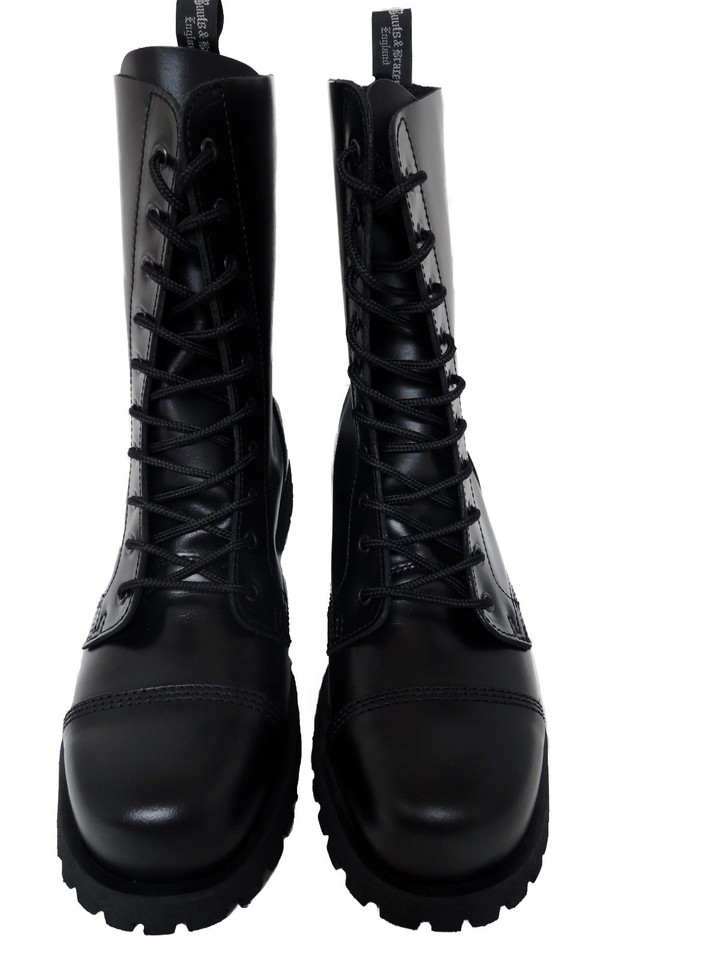 Boots & Braces Black Steel Toe Rangers 8 10 14 20 Hole Punk Skinhead ...