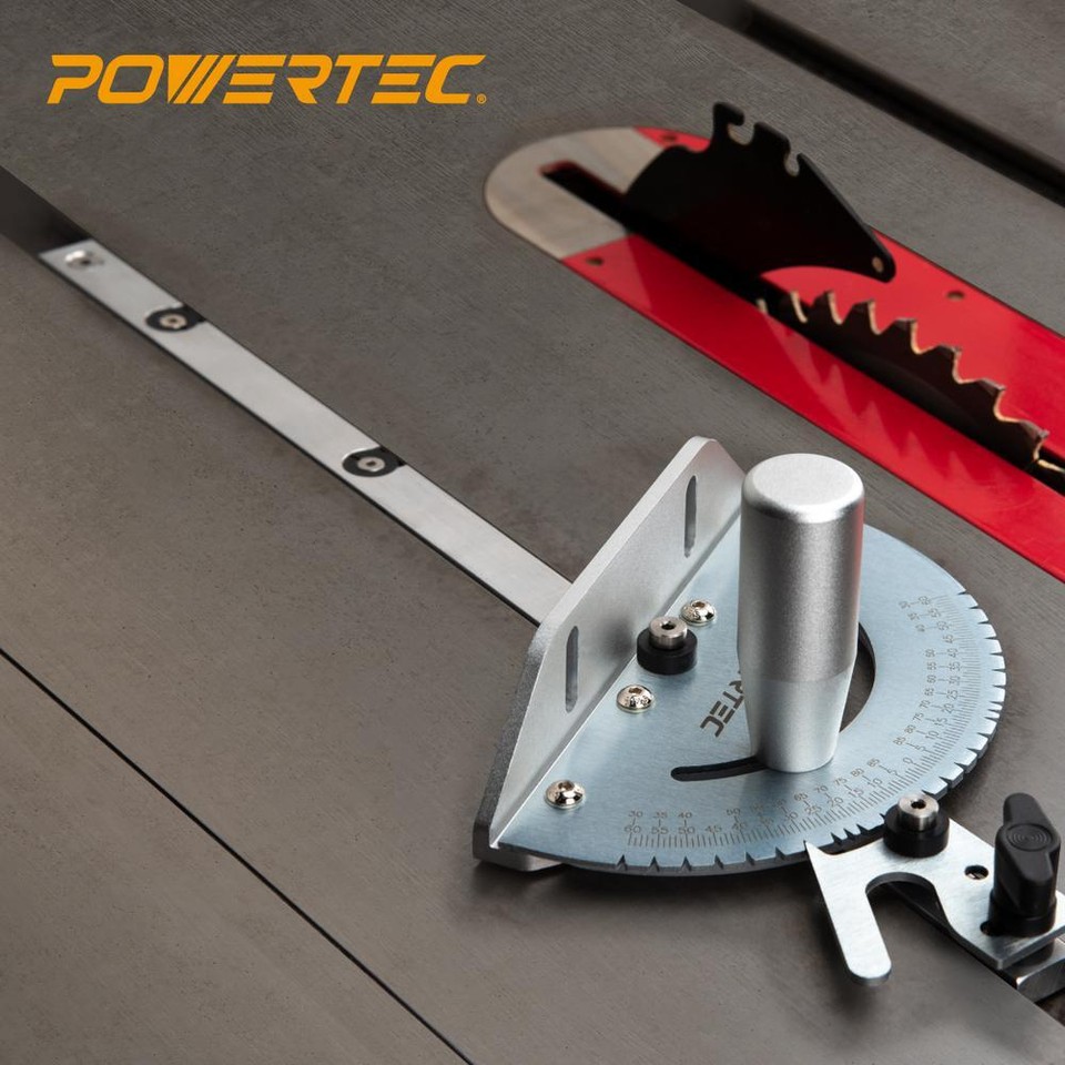 POWERTEC Universal Table Saws Miter Gauge Silver Laser-Cut Design 27 ...