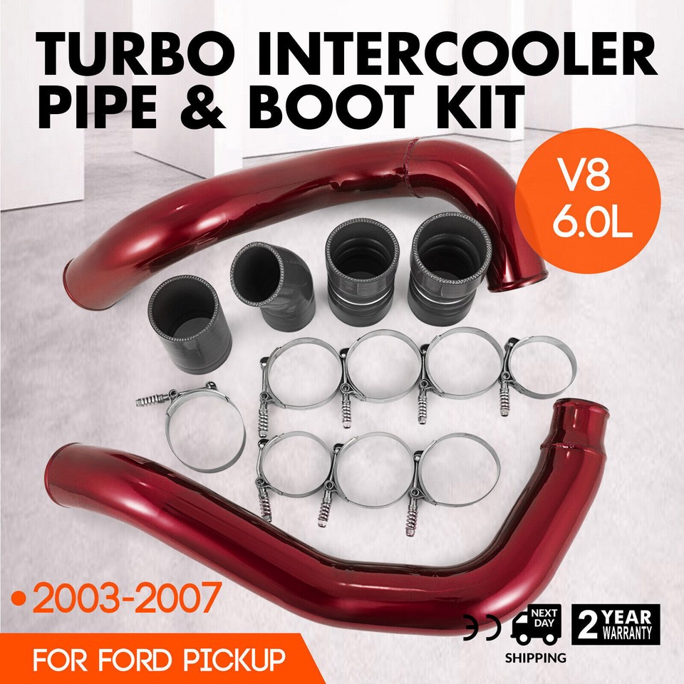 Red Turbo Intercooler Pipe Boot Kit CAC Tubes for 03-07 Ford 6.0L ...