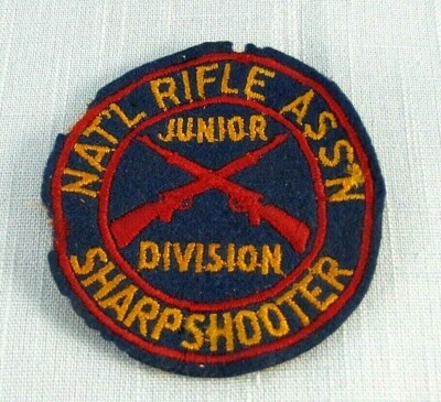 ANTIQUE NRA JUNIOR DIVISION SHARPSHOOTER RIFLES CROSSED ARM PATCH | eBay