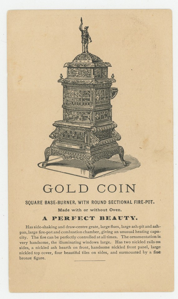 Gold Coin & Gold Medal Stoves & Ranges Shivering Girl Warms By Fire ...