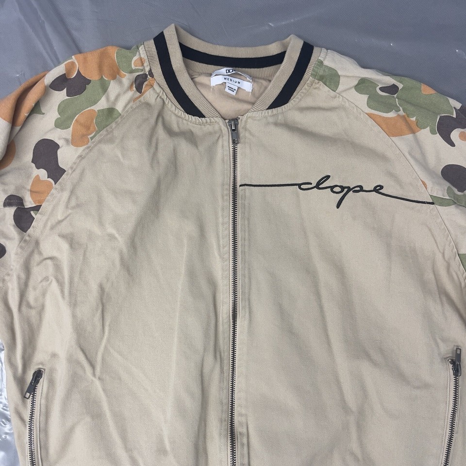 Dope Jacket Street Wear Urban Couture Camo Bomber Logo Zip Up Mens Sz M ...