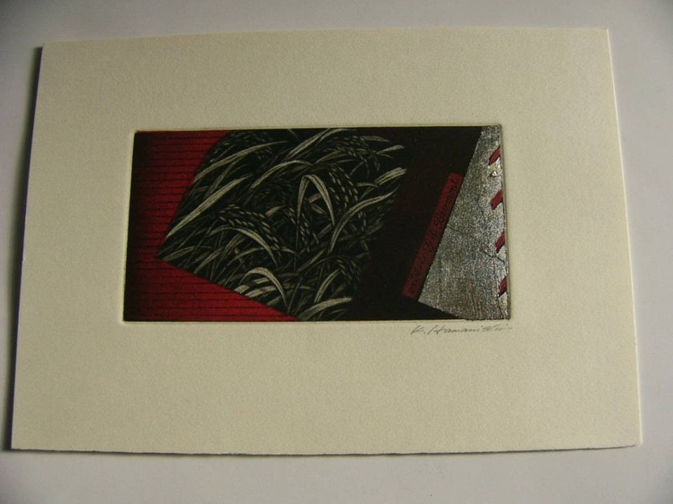 Katsunori Hamanishi Copperplate Ex Libris Bookplate Signed Japan ...