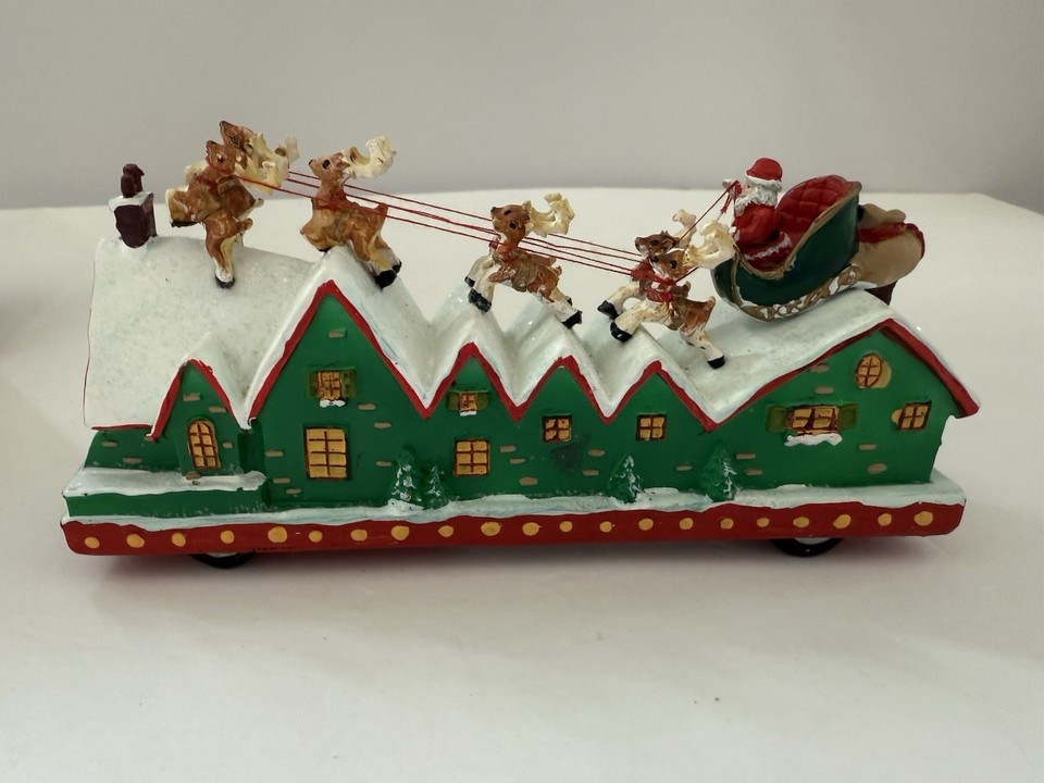 VTG Musical Miracle On 34th Street Santa Sled Reindeer Float Figurine ...