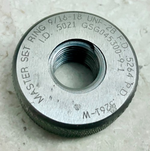 MASTER SET THREAD RING GAGE 9/16-18 UNF-2B - PD = .5261 FD .5264 | eBay