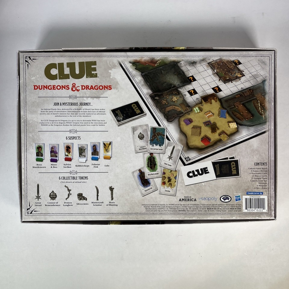 CLUE Dungeons & Dragons Edition Board Game Complete 2019 Hasbro | eBay