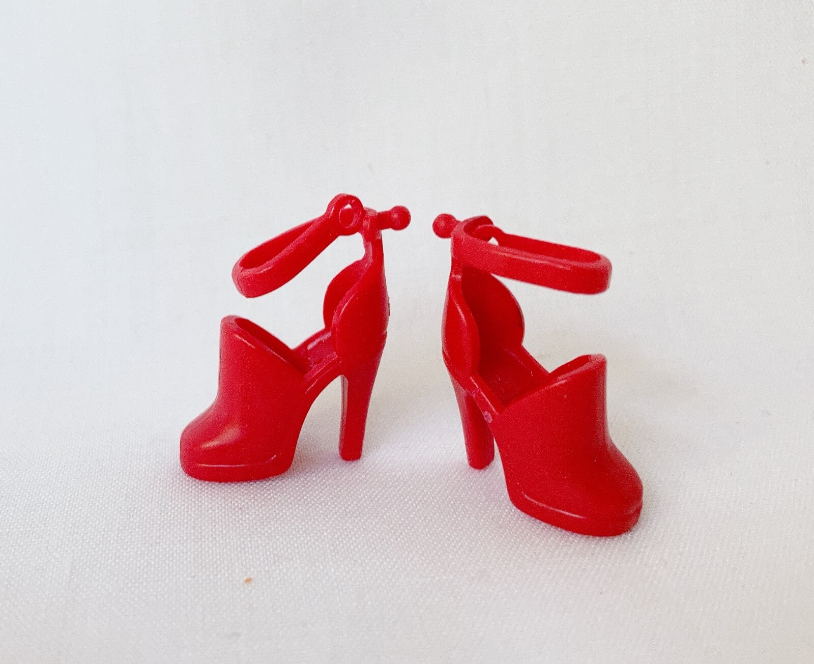 Barbie Doll Red Ankle Strap High Heels/Shoes, Round Tips - Mattel, Soft ...