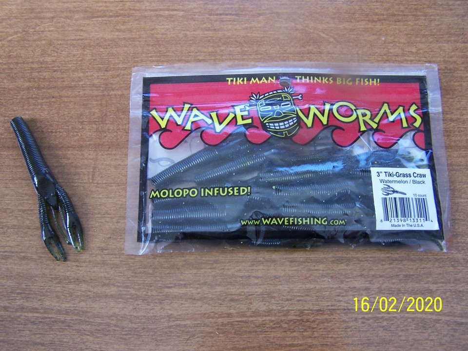 Wave Worms 3" Tikki Grass Craw | eBay