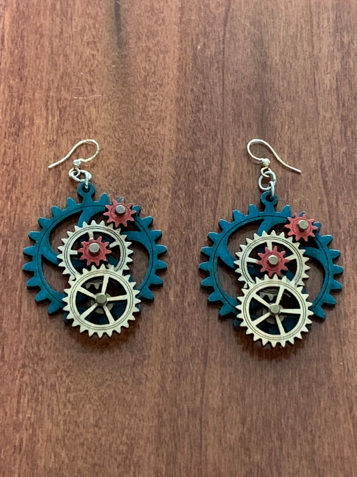 Kinetic Triple Moving Gear Steampunk Boho Earrings Te… - Gem