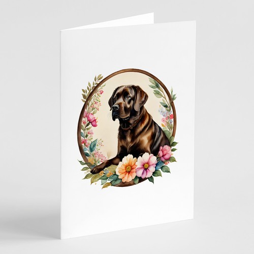 Chocolate Labrador Retriever Flowers Cards Envelopes Pack of 8 ...