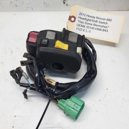 2012 HONDA RINCON 680 HEADLIGHT/SHIFT SWITCH *READ* OEM#35140-HN8-B43 ...