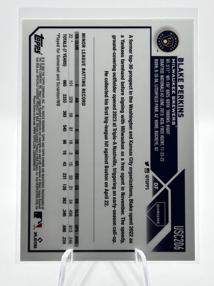 BLAKE PERKINS 2023 TOPPS CHROME UPDATE ROOKIE #USC206 JT | eBay