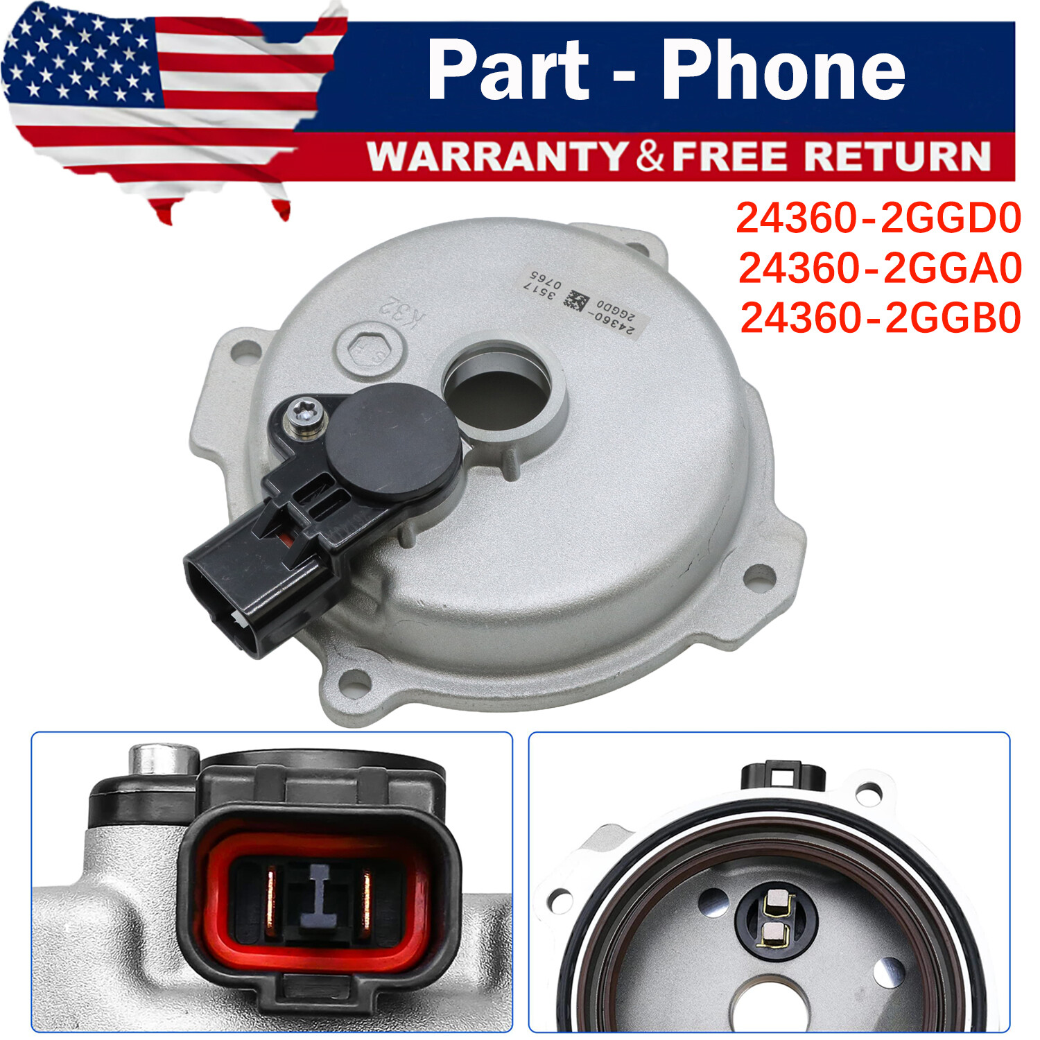 Camshaft Cam Solenoid Cover Sensor 24360-2GGD0 For Hyundai Kia 2.0L 2 ...