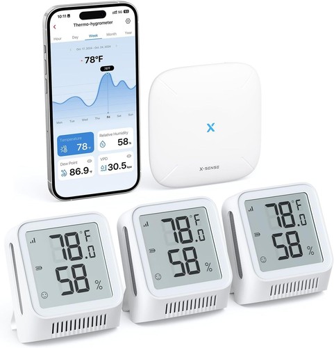 X-Sense Wi-Fi Hygrometer Indoor Humidity, Smart Hygrometer Thermometer ...