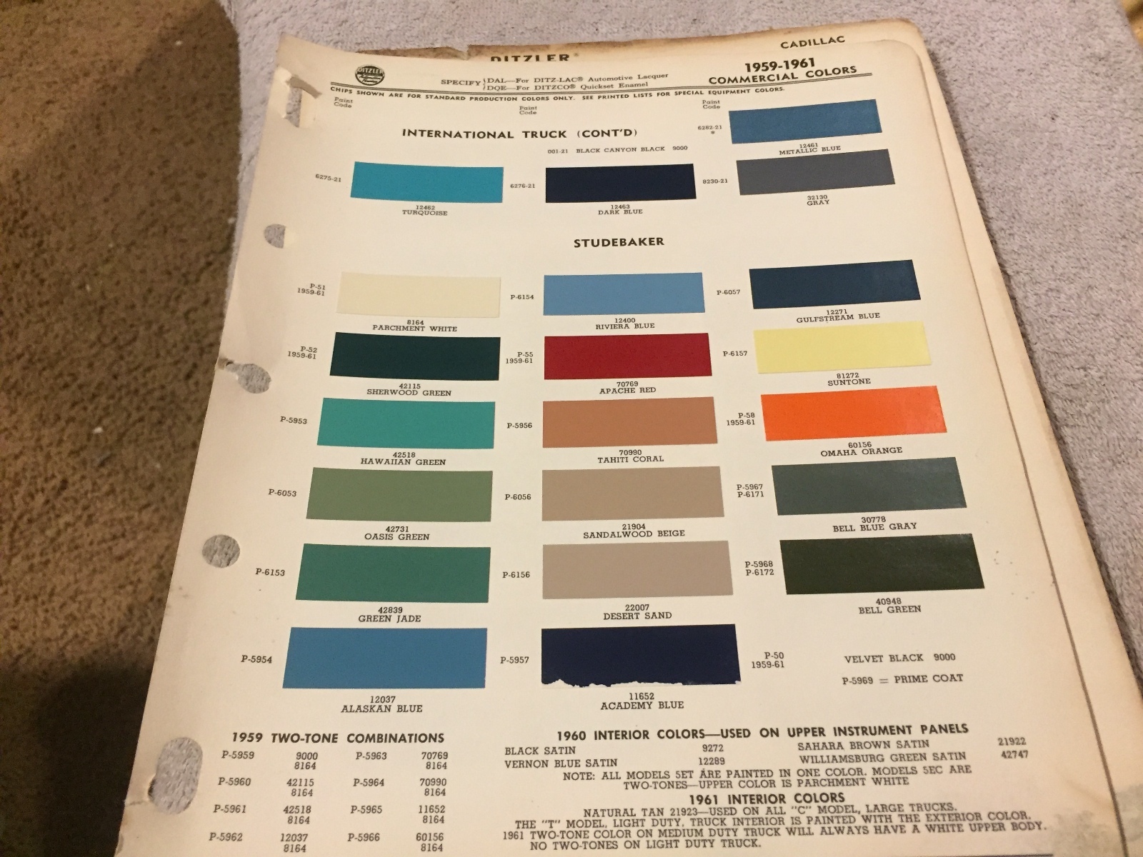 1959,1960,1961, STUDEBAKER TRUCK PAINT CHIPS CHART | eBay